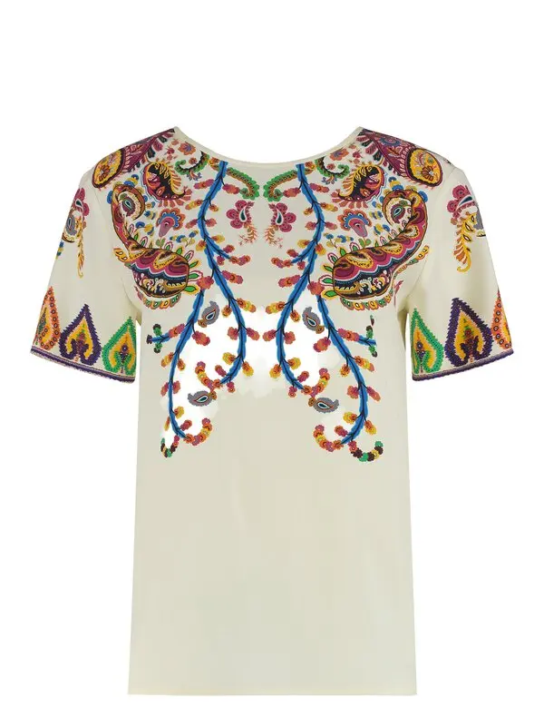 Etro Floral Printed Silk Blouse - Panna