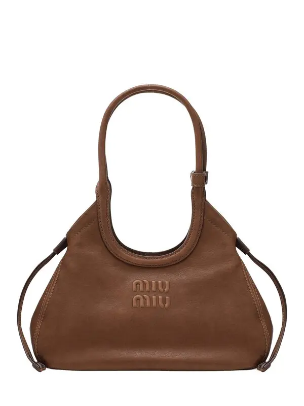 Miu Miu Oak-coloured Ivy Shopping Bag In Leather - Cognac
