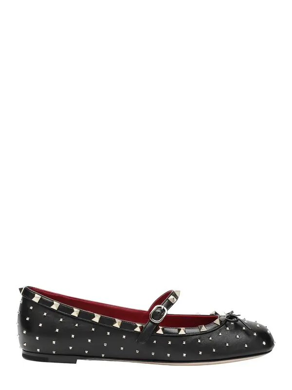 Valentino Garavani Rockstud Leather Ballerinas - Black