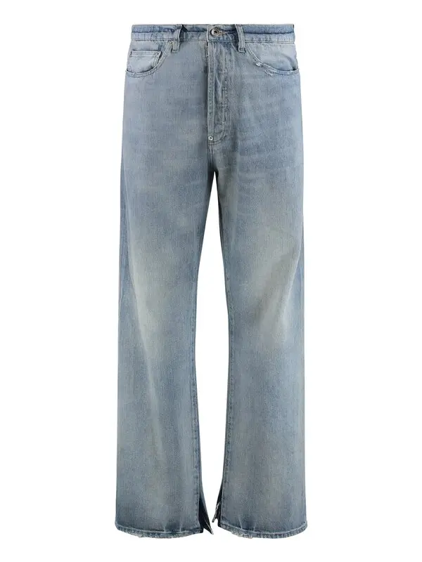 MAISON MARGIELA 5-pocket Straight-leg Jeans With Frayed Hem - Denim
