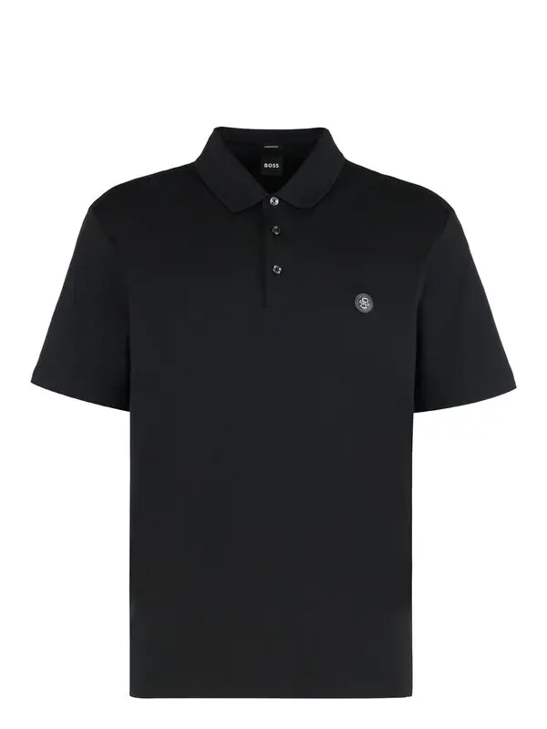 BOSS Mercerized Cotton Polo With Chest Logo - Blue