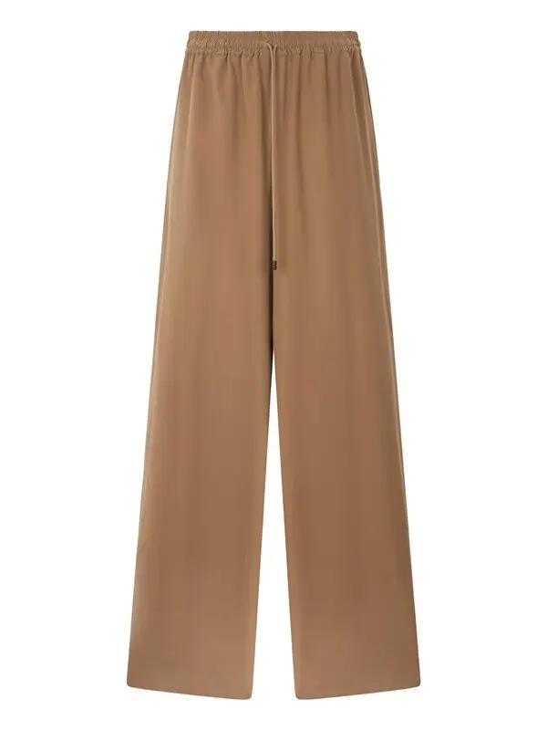Max Mara Loose-fit Silk Trousers With High Waist Pleats - Camel