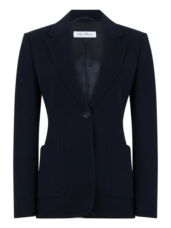 Max Mara Fitted Wool Blazer With Classic Lapels - Blue