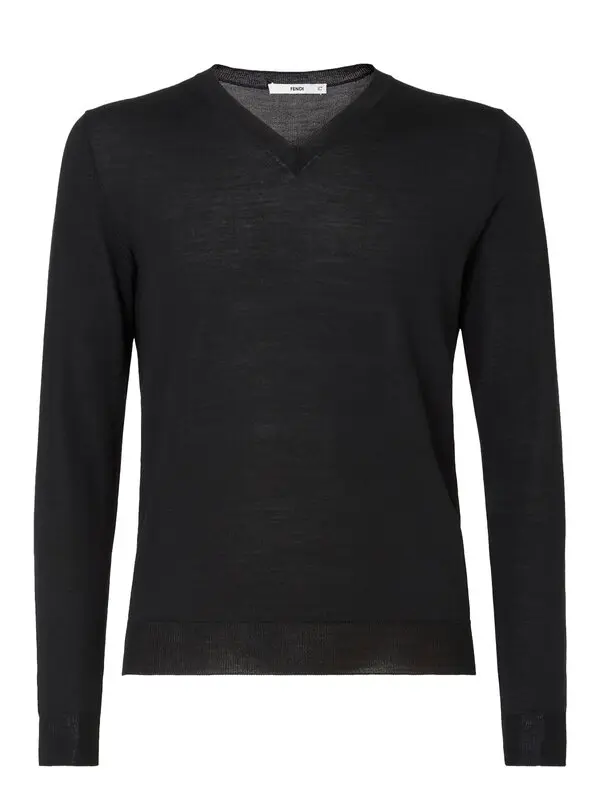 Fendi S Stretch Gabardine Knit Sweater - Nero