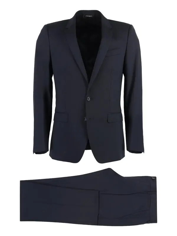 Dolce & Gabbana Martini Virgin Wool Suit With Two-button Jacket & Welt-pocket Trousers - Blue