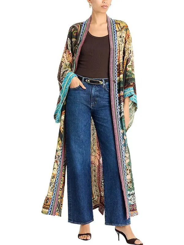 Johnny Was Aziza Long Silk Reversible Kimono - Solana Patchwork