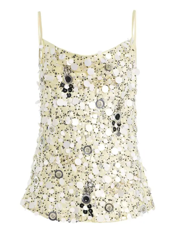 ZANKOV Sequin Silk Cami - Ivory
