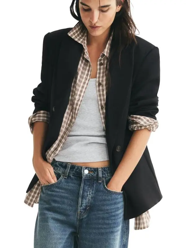 H&M Double-breasted Casual Blazer - Black
