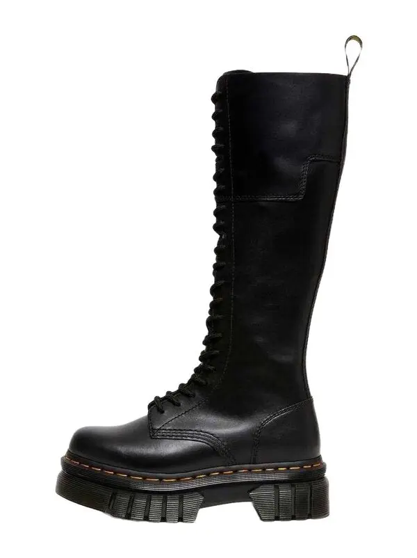 Dr. Martens Audrick 20-eye Leather Knee High Platform Boots - Black
