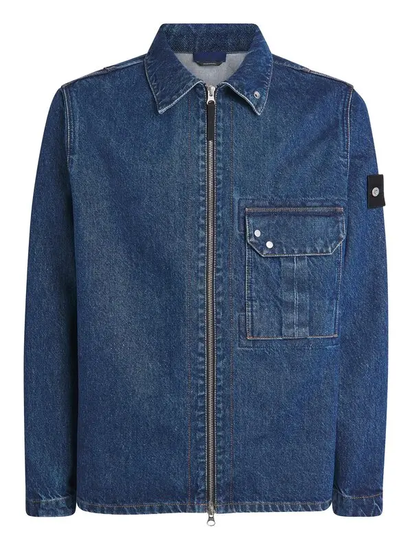 Stone Island Denim Zip-up Overshirt - Blue