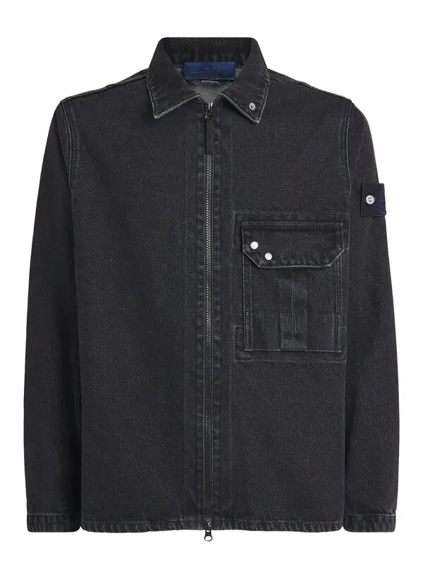 Stone Island Denim Zip-up Overshirt - Black