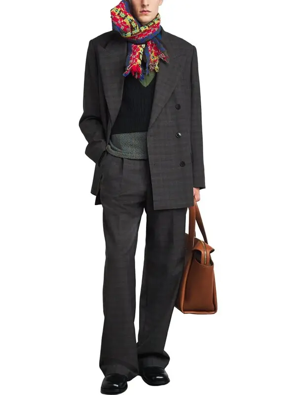 Dries Van Noten Wool Straight Trousers - Brown