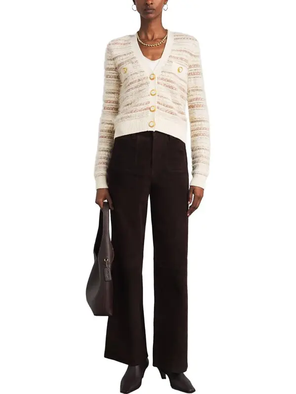 L'Agence Stripe Ariadne Cardigan - Ivory