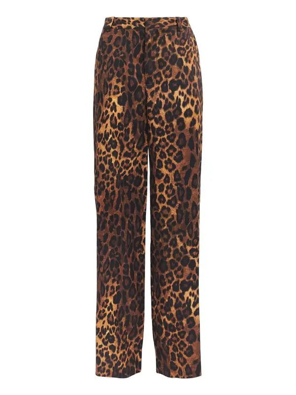 L'Agence Leopard Print Livvy Wide-leg Trousers - Brown