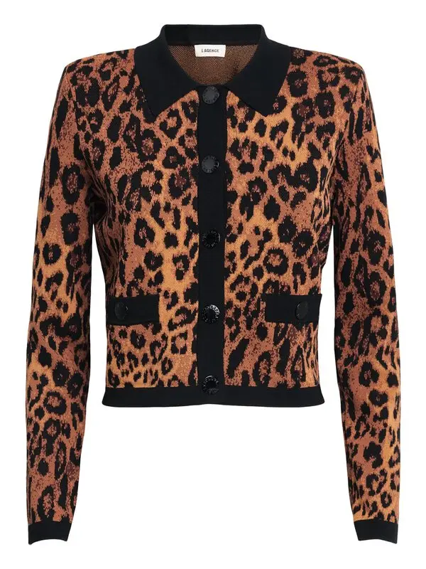 L'Agence Leopard Print Osiris Cardigan - Brown