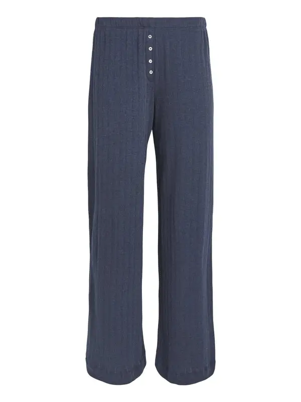 LESET Cotton Pointelle Lounge Trousers - Blue