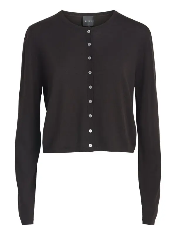 LESET Merino Wool James Cardigan - Brown