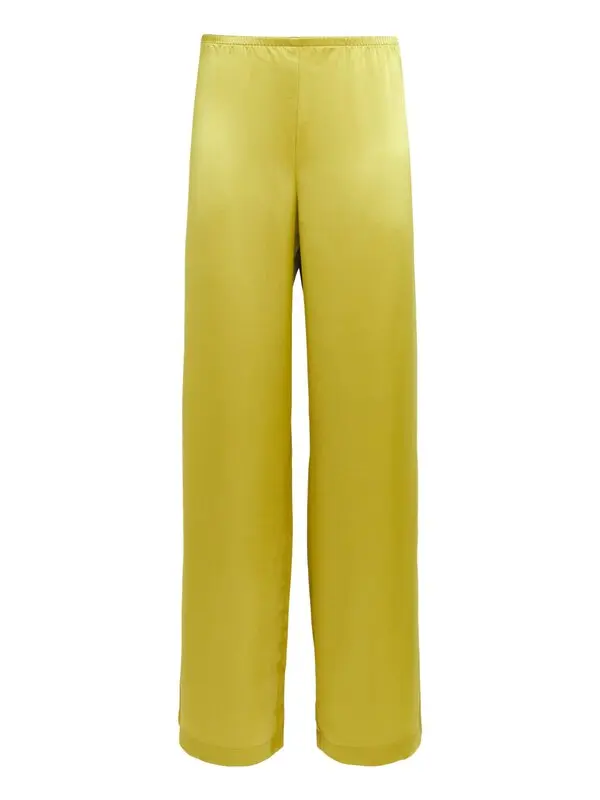 LESET Satin Barb Wide-leg Trousers - Green