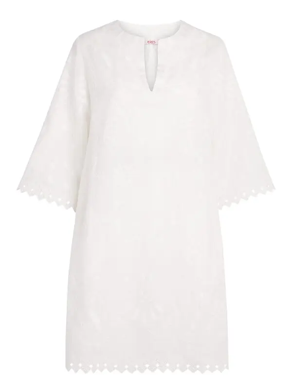 ERES Linen Aigue-marine Embroidered Kaftan - Ivory
