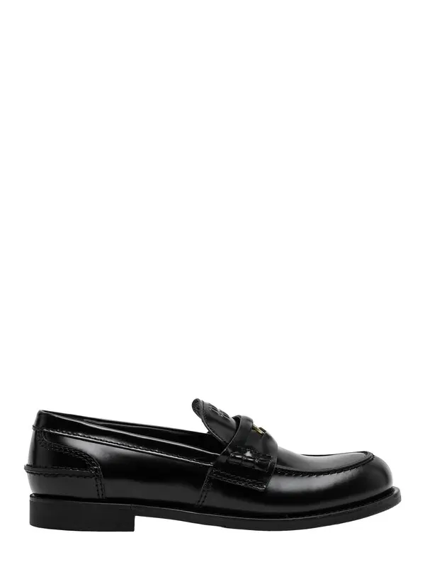 Miu Miu Brushed Leather Loafers - Black