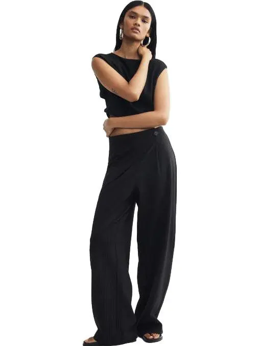 H&M Loose-fit Wrap-detail Pants - Black