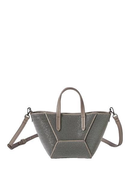 Brunello Cucinelli Precious Bc Duo Mini Bag In Grained Leather - Grey