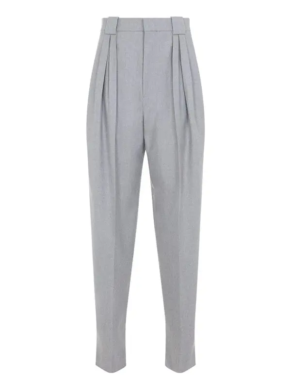Bottega Veneta Compact Wool Tapered Pants - Gray