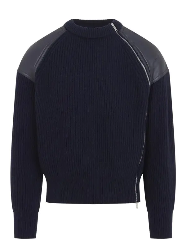 Bottega Veneta Patch Leather Sweater - Blue