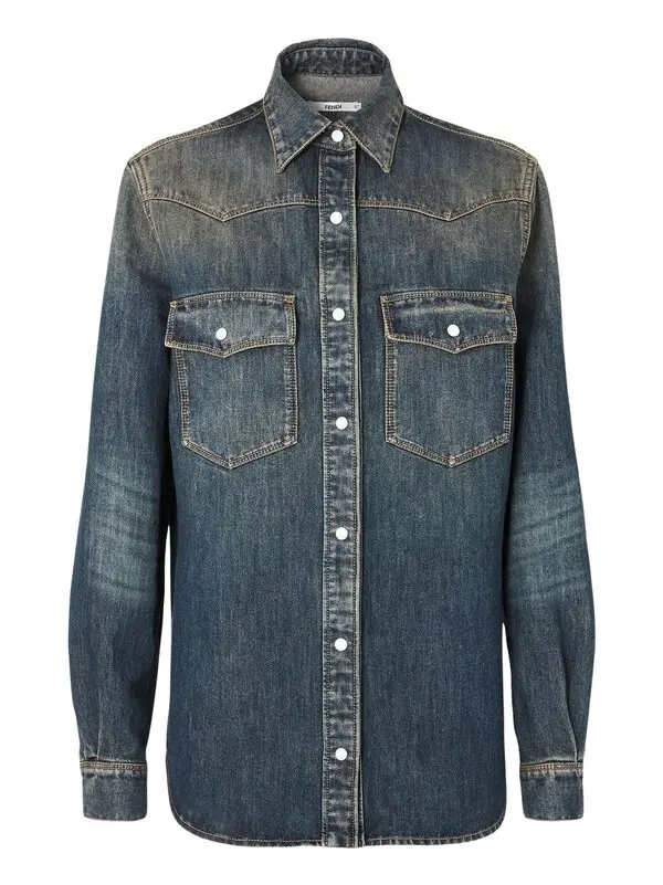 Fendi Washed Denim Shirt - Blue
