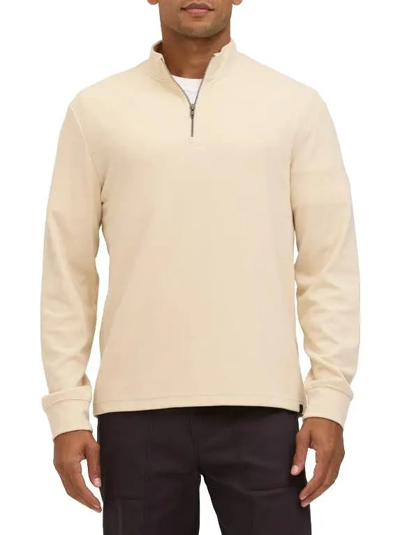 THREADS 4 THOUGHT Kace Herringbone Brushed Jacquard Quarter Zip Pullover - Tapioca