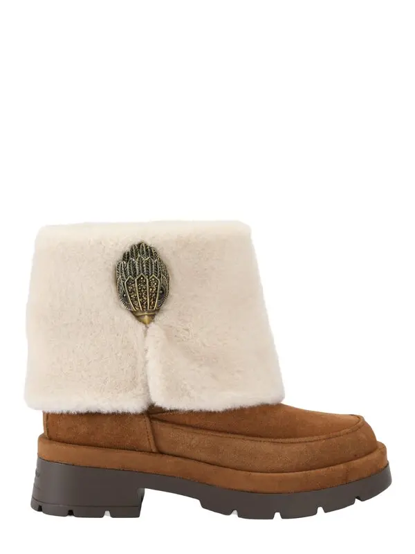 Kurt Geiger Suede And Faux Fur Blighty Cozy Ankle Boots - Beige