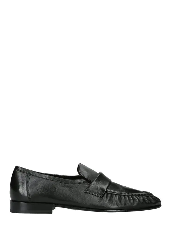 THE ROW Soft Leather Loafers - Black