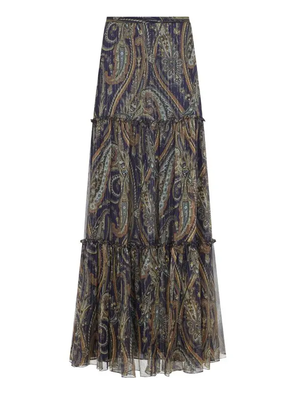 Etro Long Silk Skirt - Blue