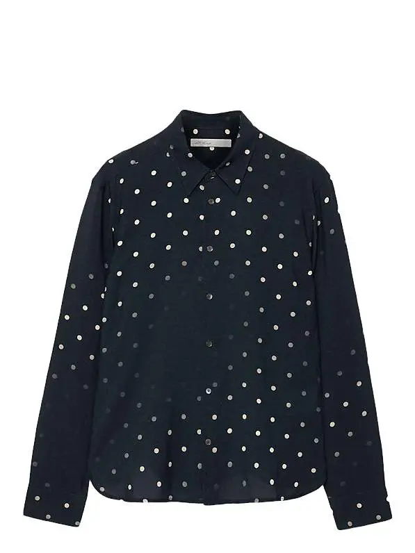 ALLSAINTS Fade Polka-dot Long-sleeve Cotton Shirt Xxl - Navy Blue