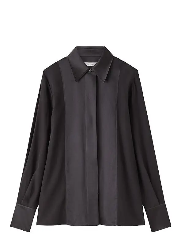 JOSEPH Childs Panelled Relaxed-fit Silk Blouse - Graphite