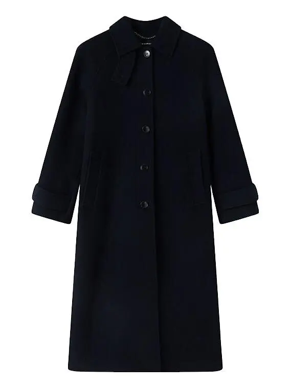 Whistles Collared Button-down Wool And Cashmere Car Coat - Navy