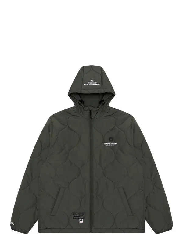 AAPE BY *A BATHING APE Moonface Patch Hooded Quilted Jacket 'khaki/grey - Tan