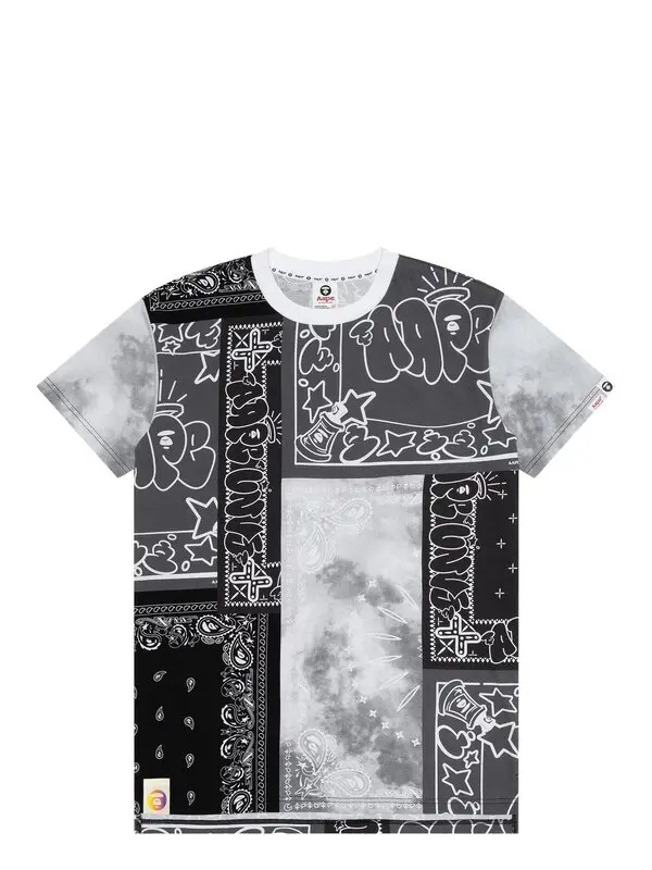 AAPE Moonface Bandana Printed Tee - Black