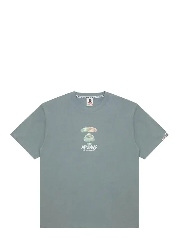 AAPE Unvs Moonface Logo Tee /blue - Grey