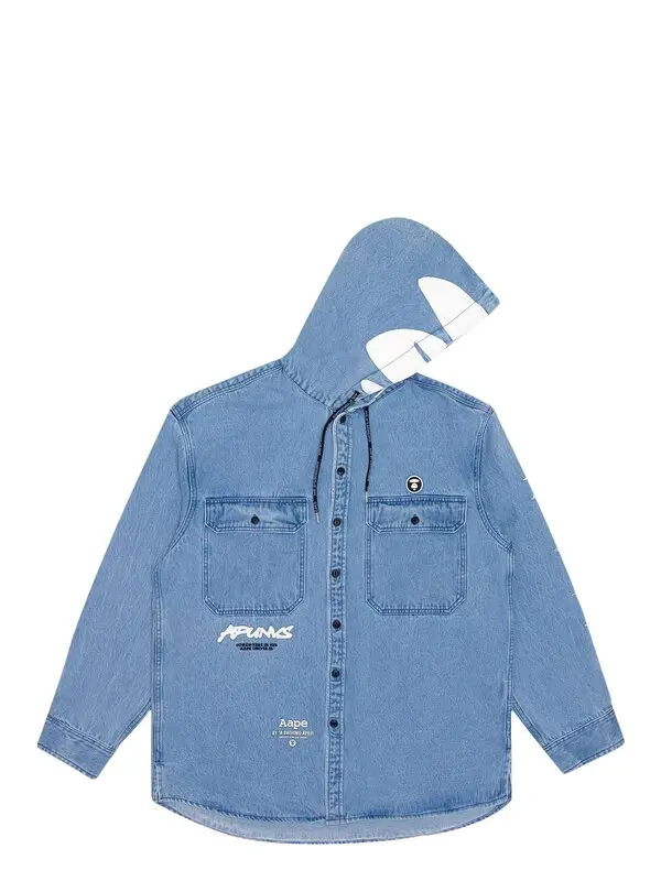 AAPE Moonface Hooded Shirt /light - Blue