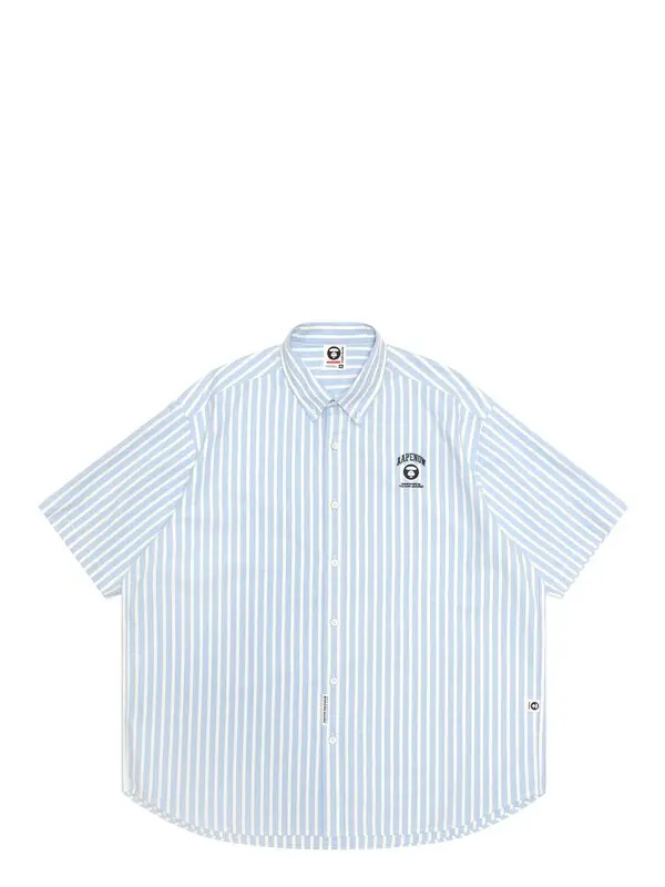 AAPE Now Moonface Logo Stripe Short Sleeve Shirt /yellow - Blue