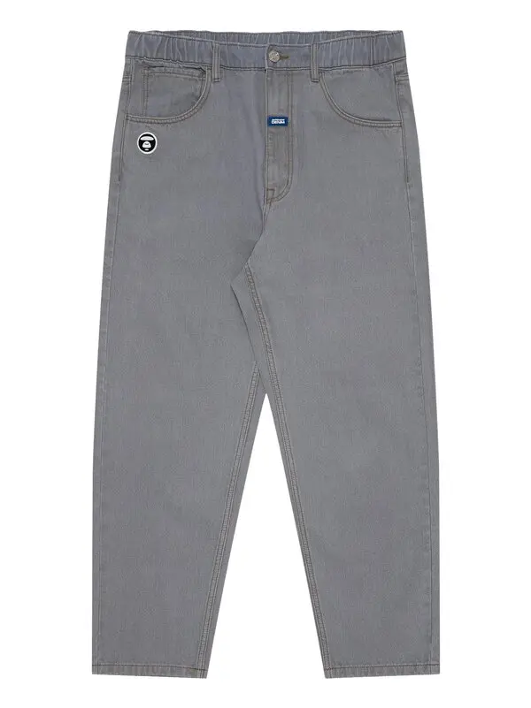 AAPE BY *A BATHING APE Moonface Patch Relaxed Denim Pants /light - Grey