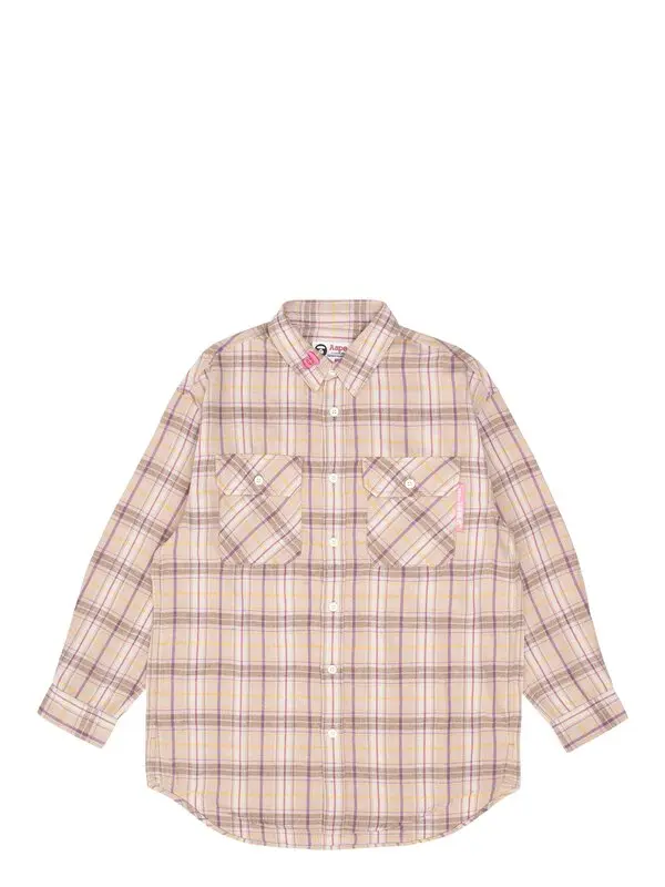 AAPE BY *A BATHING APE Moonface Chest Pocket Plaid Shirt 'beige/light - Tan
