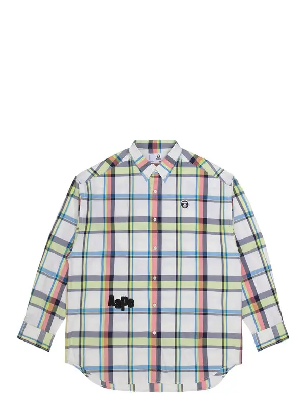 AAPE BY *A BATHING APE Moonface Plaid Button-down Shirt 'ivory/charcoal - Cream