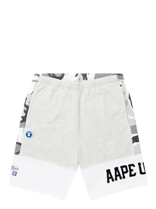 AAPE Moonface Camo Panelled Sweat Shorts /heather - White