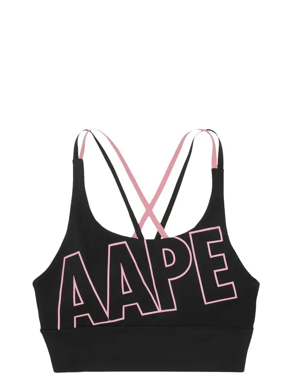 AAPE Moonface Logo Printed Sports Bra - Black