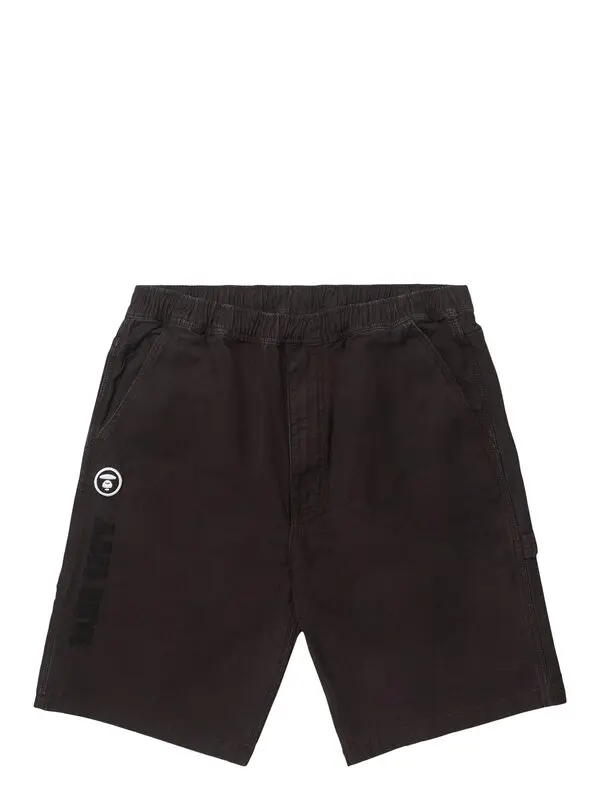 AAPE BY *A BATHING APE Moonface Embroidered Carpenter Shorts /light - Black