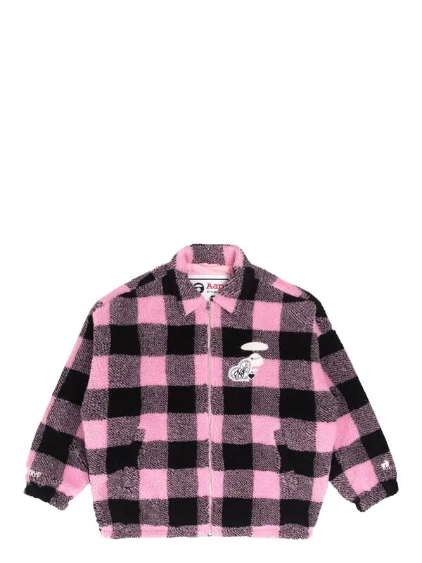 AAPE Moonface Plaid Fleece Zip Jacket 'multi/pink - Multicolor