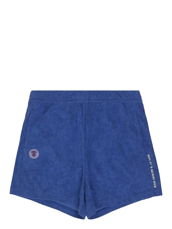 AAPE BY *A BATHING APE Moonface Patterned Textured Sweat Shorts /dark - Blue