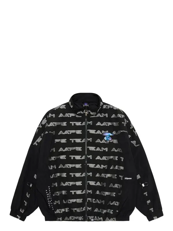 AAPE Moonface Logo Monogram Zip Jacket /beige - Black